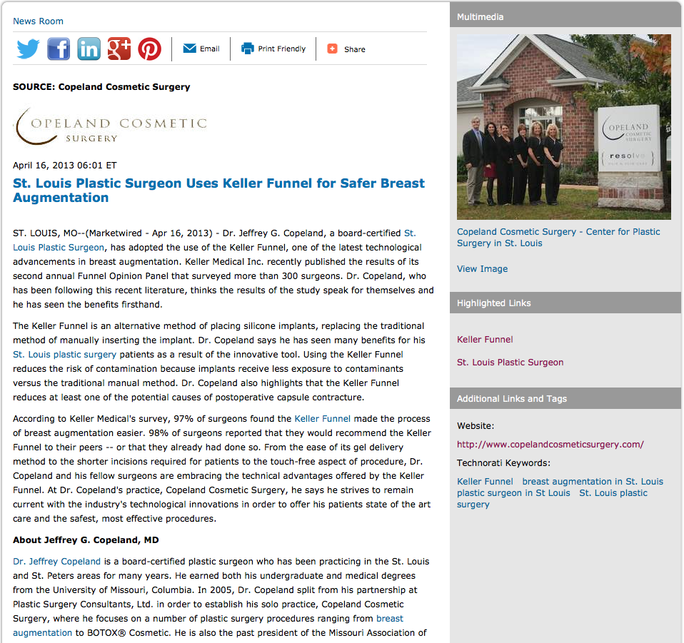 St. Louis Plastic Surgeon Uses Keller Funnel for Safer Breast Augmentation